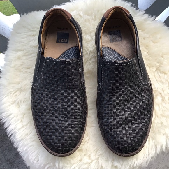 J&M | Shoes | Jm Mens Woven Slipon Leather Mcguffey Sheepskin Loafers ...